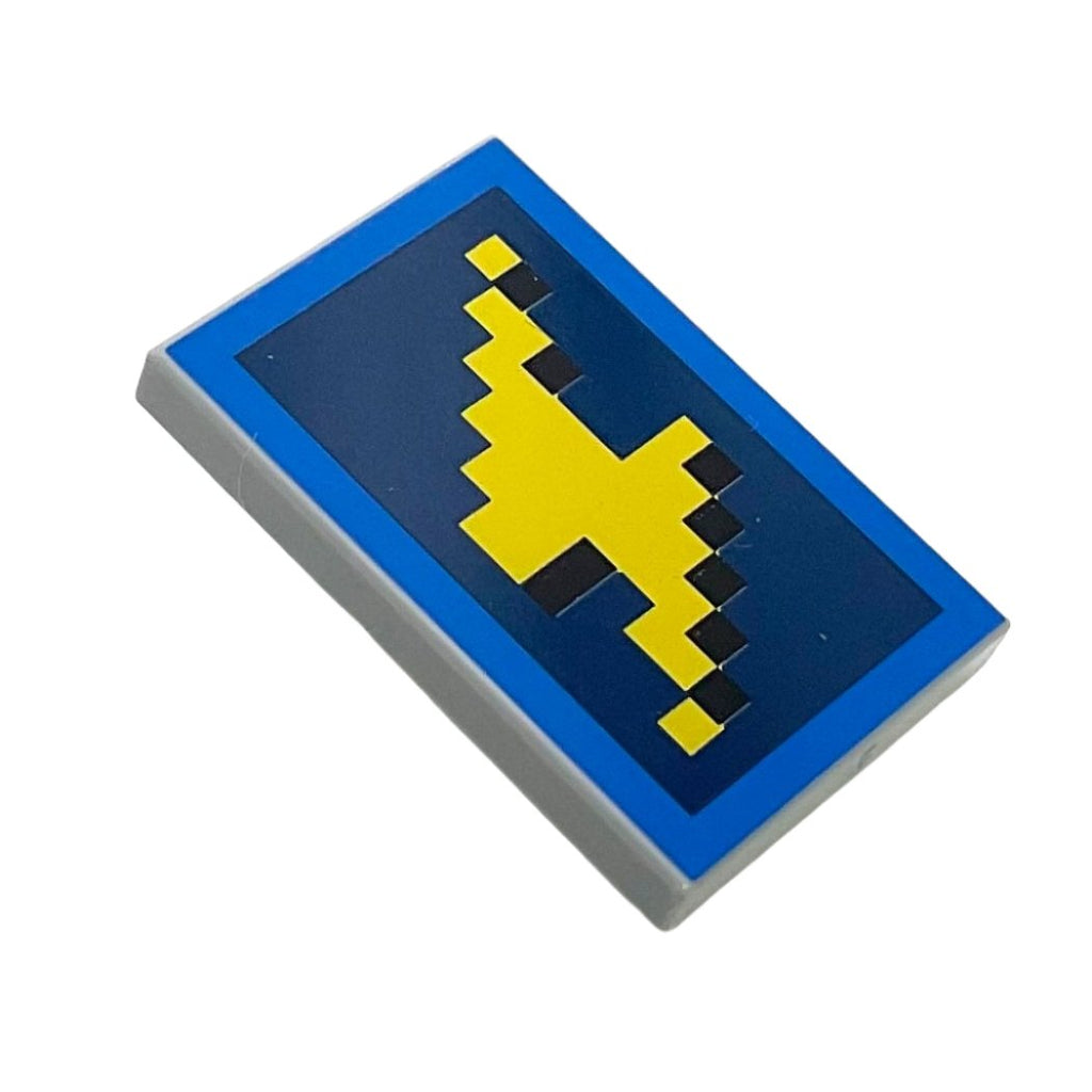 Minecraft Golden Knight Shield Tile 2x3 with Pixelated Yellow Lightnin ...