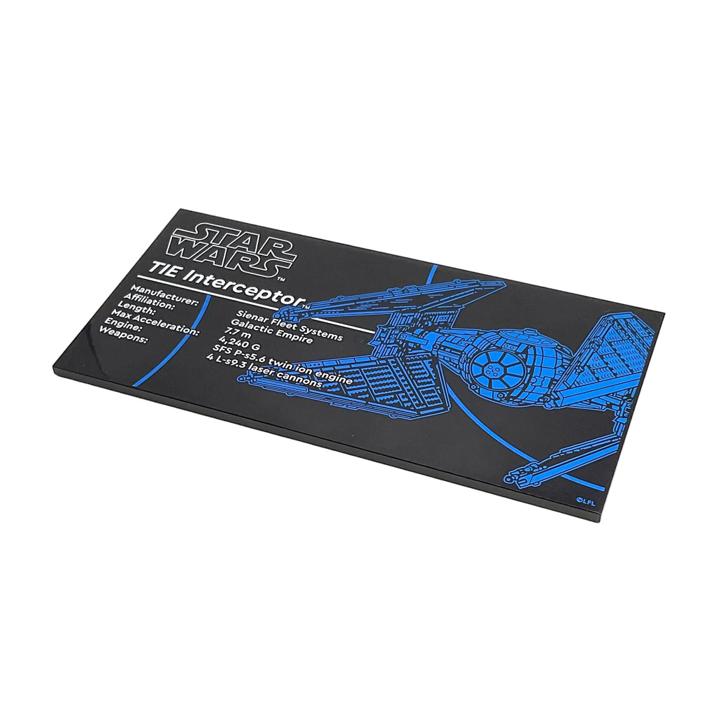 Tile 8 x 16 with Bottom Tubes, Polished Surface with Star Wars TIE Int ...