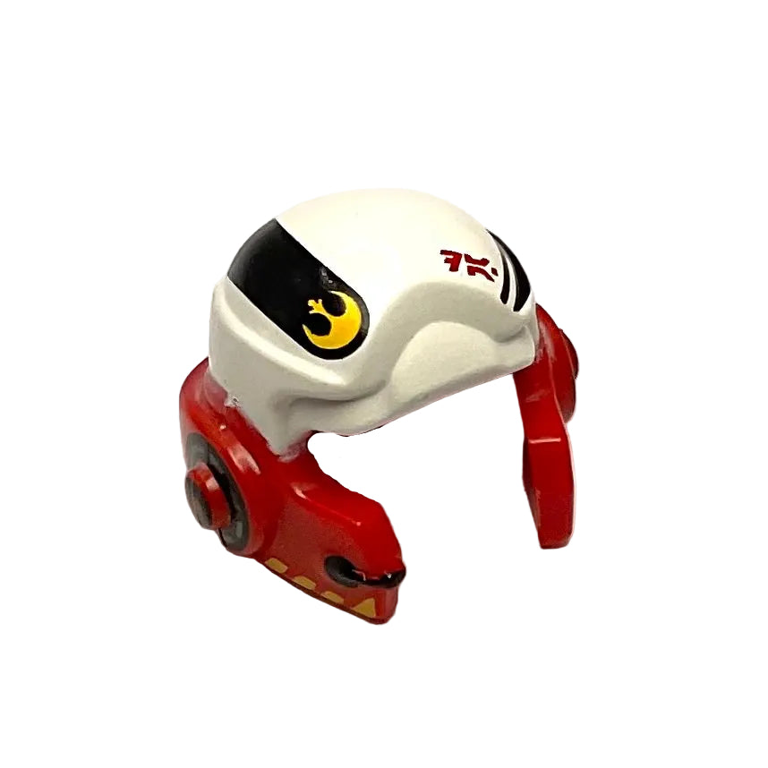 Minifigure, Headgear Helmet SW Rebel with Black Stripes, Red Aurebesh ...