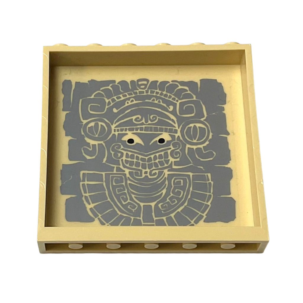Panel 1x6x5 with Aztec Head with Curved Headdress and Necklace on Ston ...
