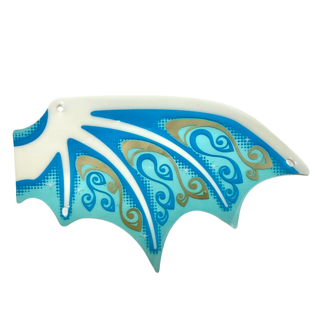 Plastic Wing Dragon with White Spines, Dark Azure and Gold Scrollwork ...