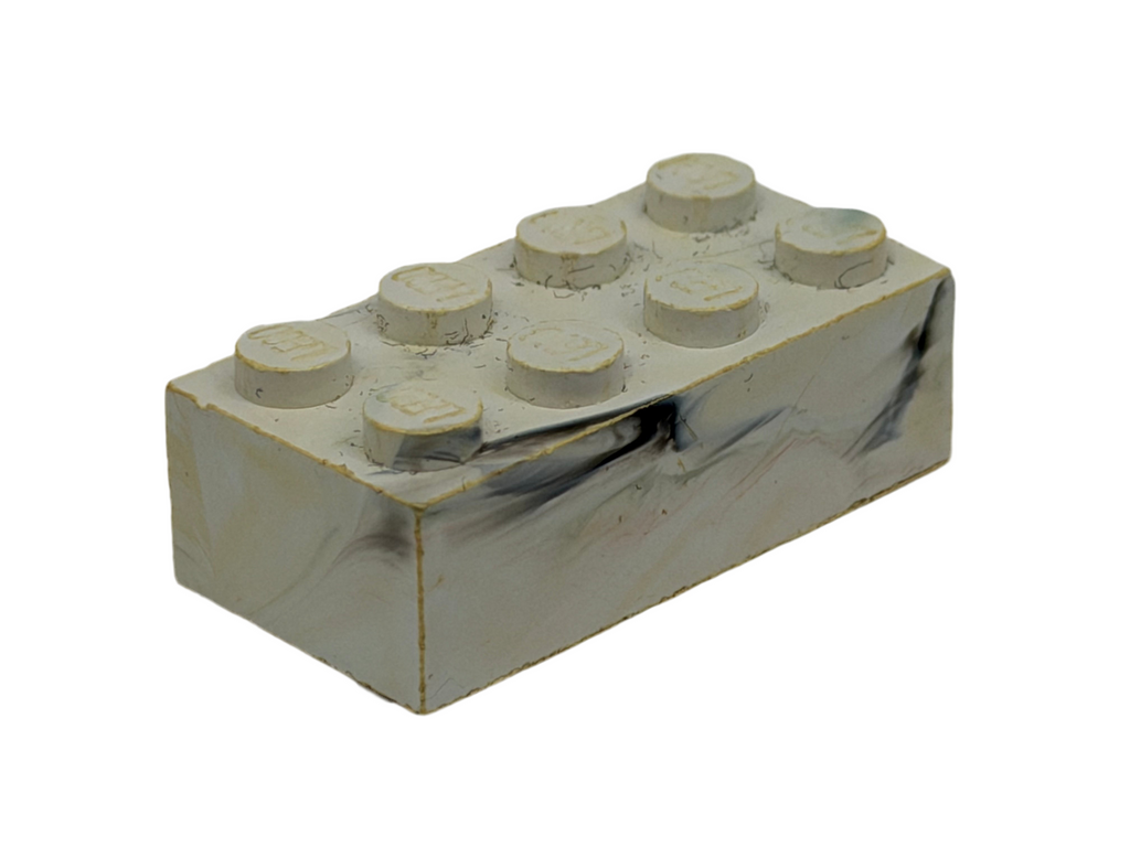 White w/ Black Marbled, 1970's Grangemouth Test 2x4 LEGO® Brick ...