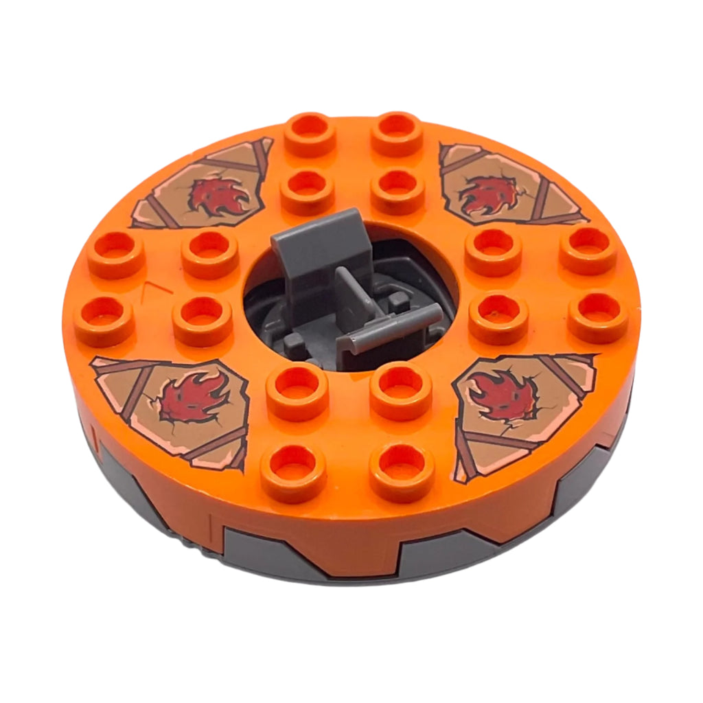 Ninjago Spinner Turntable 6 x 6 x 1 1/3 Round Base Serrated with Orang ...