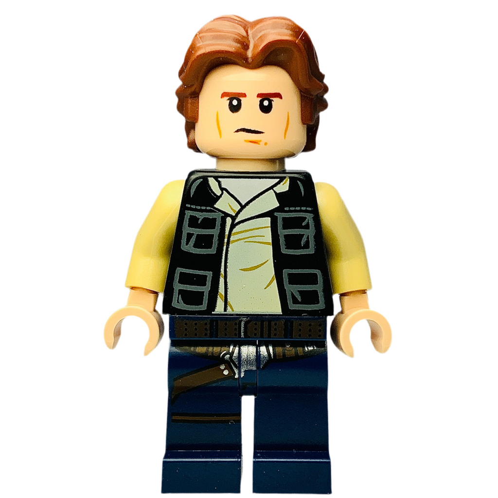 Han Solo, Dark Blue Legs, Vest with Pockets, Wavy Hair, sw0771, LEGO ...