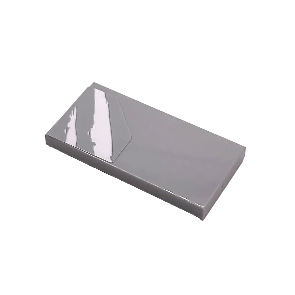 Tile 2 x 4 with 2 Rugged White Diagonal Stripes on Light Bluish Gray B ...