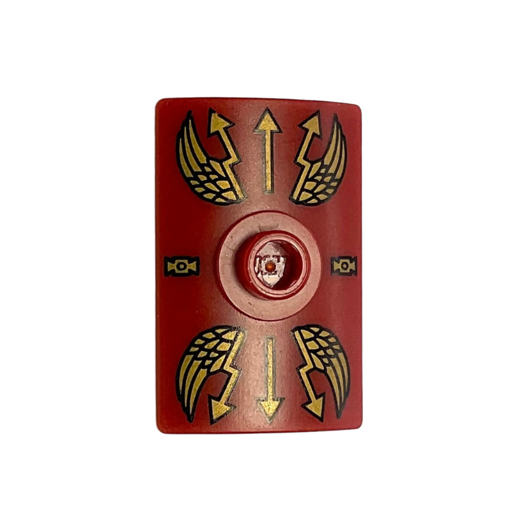 Minifigure, Shield Rectangular Curved Scutum with Stud with Gold Light ...