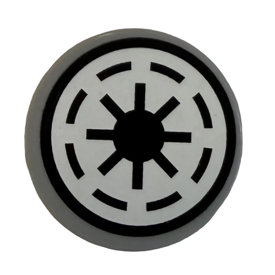 Tile Round 2 x 2 with SW Galactic Republic Logo on White Background Bl ...