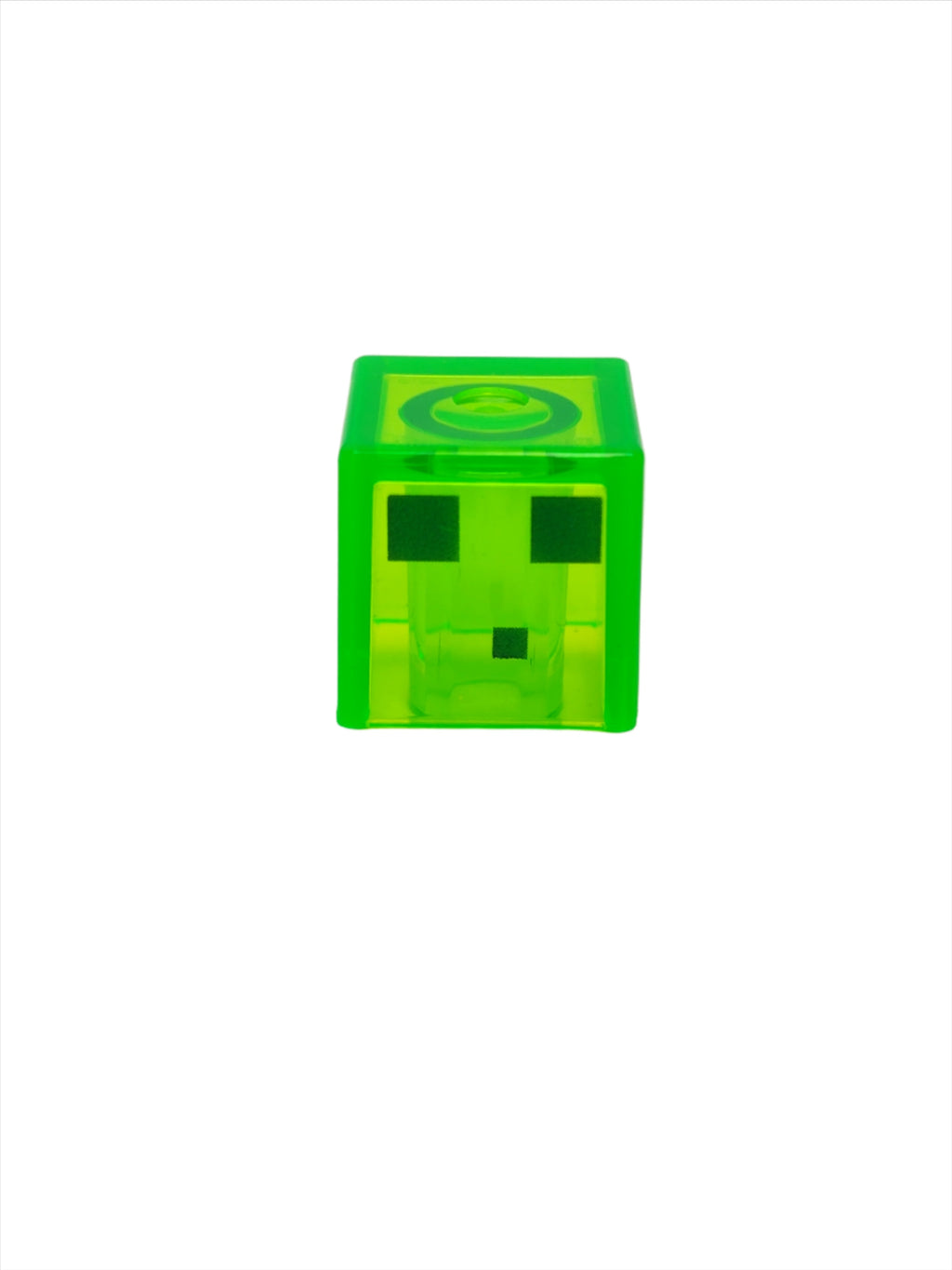 Minecraft Slime Modified Cube with Pixelated Dark Green Eyes and Mouth ...