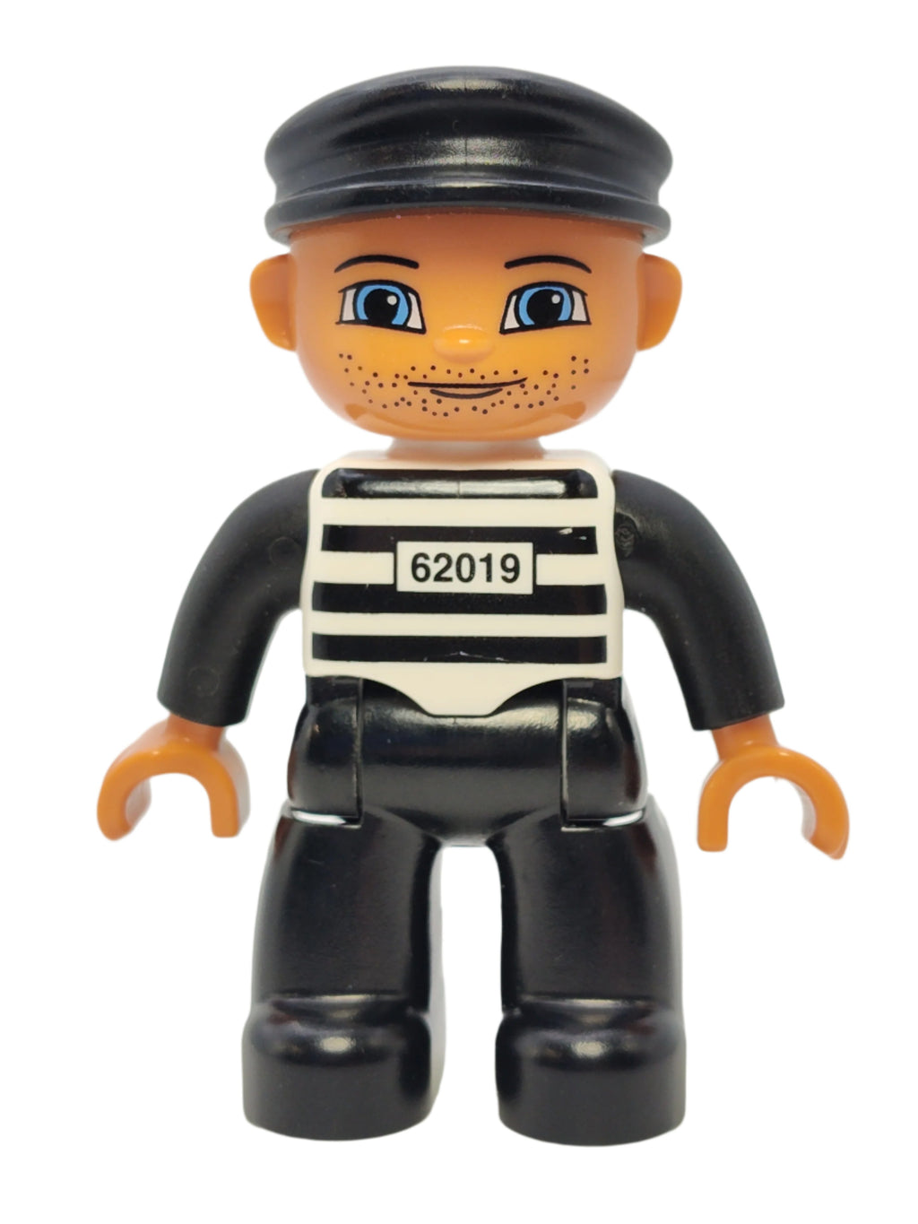 Duplo Figure Male Prisoner - Black and White Striped Shirt with '62019 ...