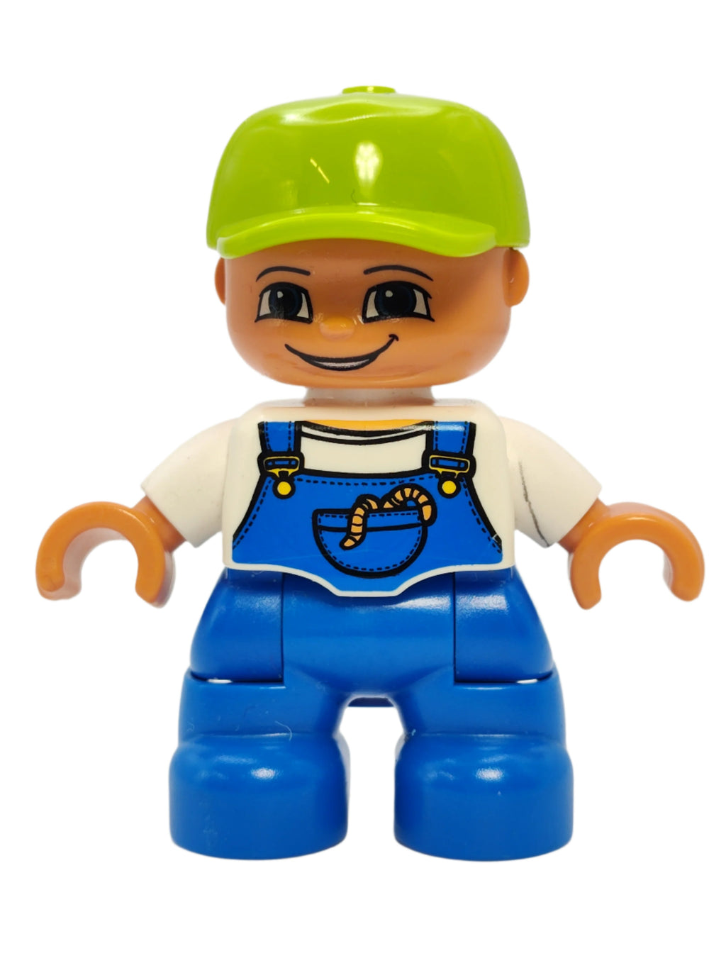 Duplo Figure Boy - White Top with Blue Overalls and Worms in Pocket, 4 ...