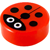 Round 1 x 1 with Ladybug, Large White Eyes, 98138pb177 – United Brick Co®