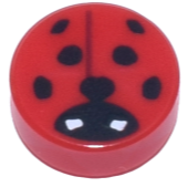 Round 1 x 1 with Ladybug, Small White Eyes, 98138pb393 – United Brick Co®