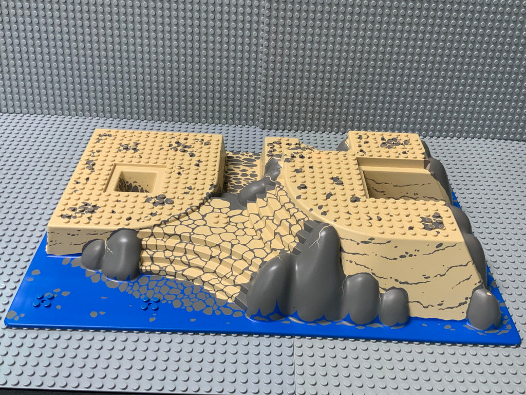 32x48 Raised LEGO® Baseplate w/ Front & Back Steps & Rocks, Water, San ...