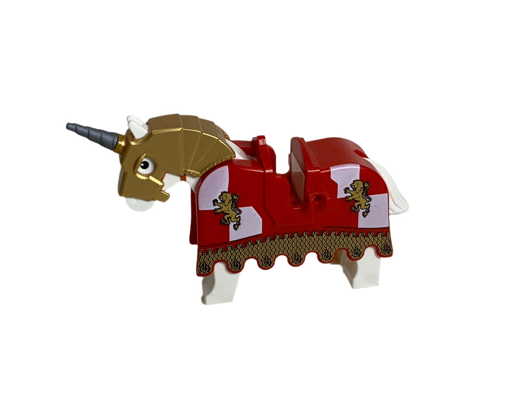 Horse Barding, Armor Red w/ Gold Lions & Gold Chain Mail – United Brick Co®